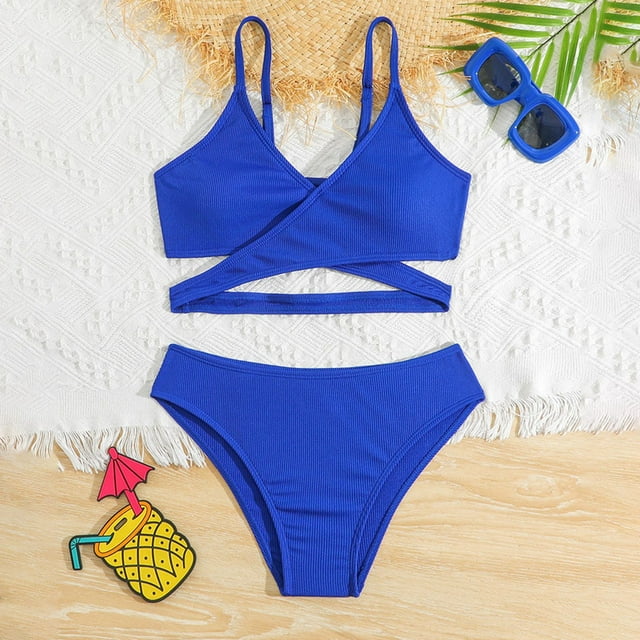 Bathing Suits for Teens Plain Color Girls Swimsuit with Shorts Two ...