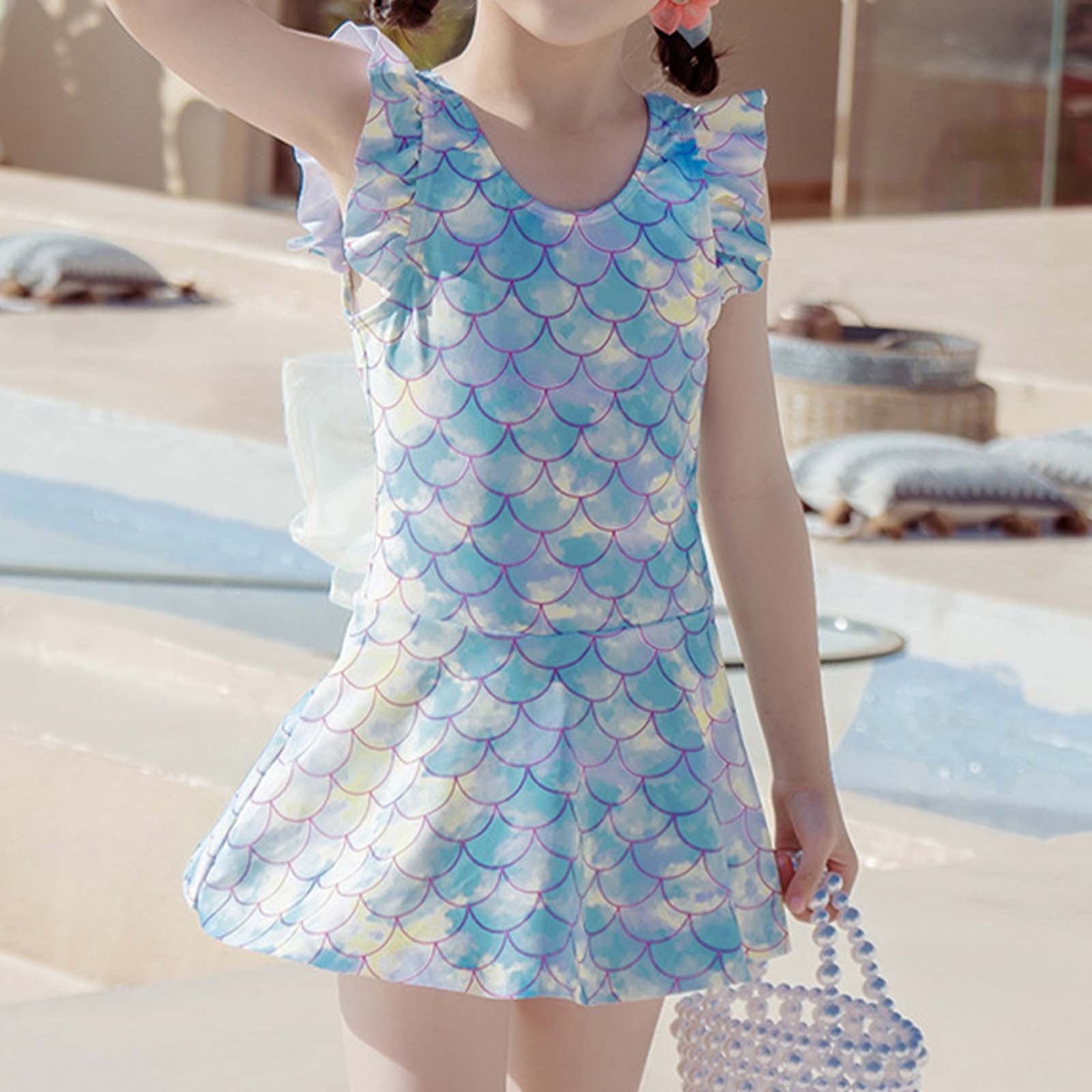 Girls Swimwear Scales Design Bathing Suit For Kids Outdoor Swimming ...
