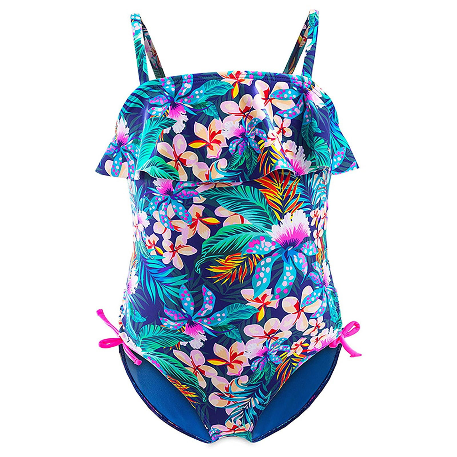 Girls Swimwear Suspender Floral Pattern Beach Bathing Suit Swimsuit For ...