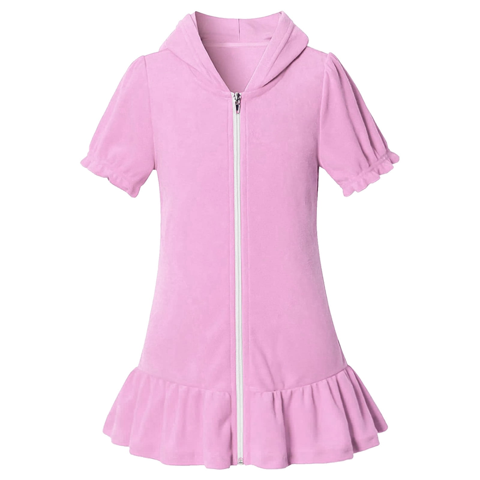 Girls' Swimwear Zip up Hooded Cover up Terry Beach Bathing Suit Short ...