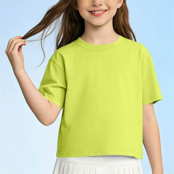 Girls' T-Shirt 100% Cotton | Short Sleeve Crew Neck Basic Top for Kids ...