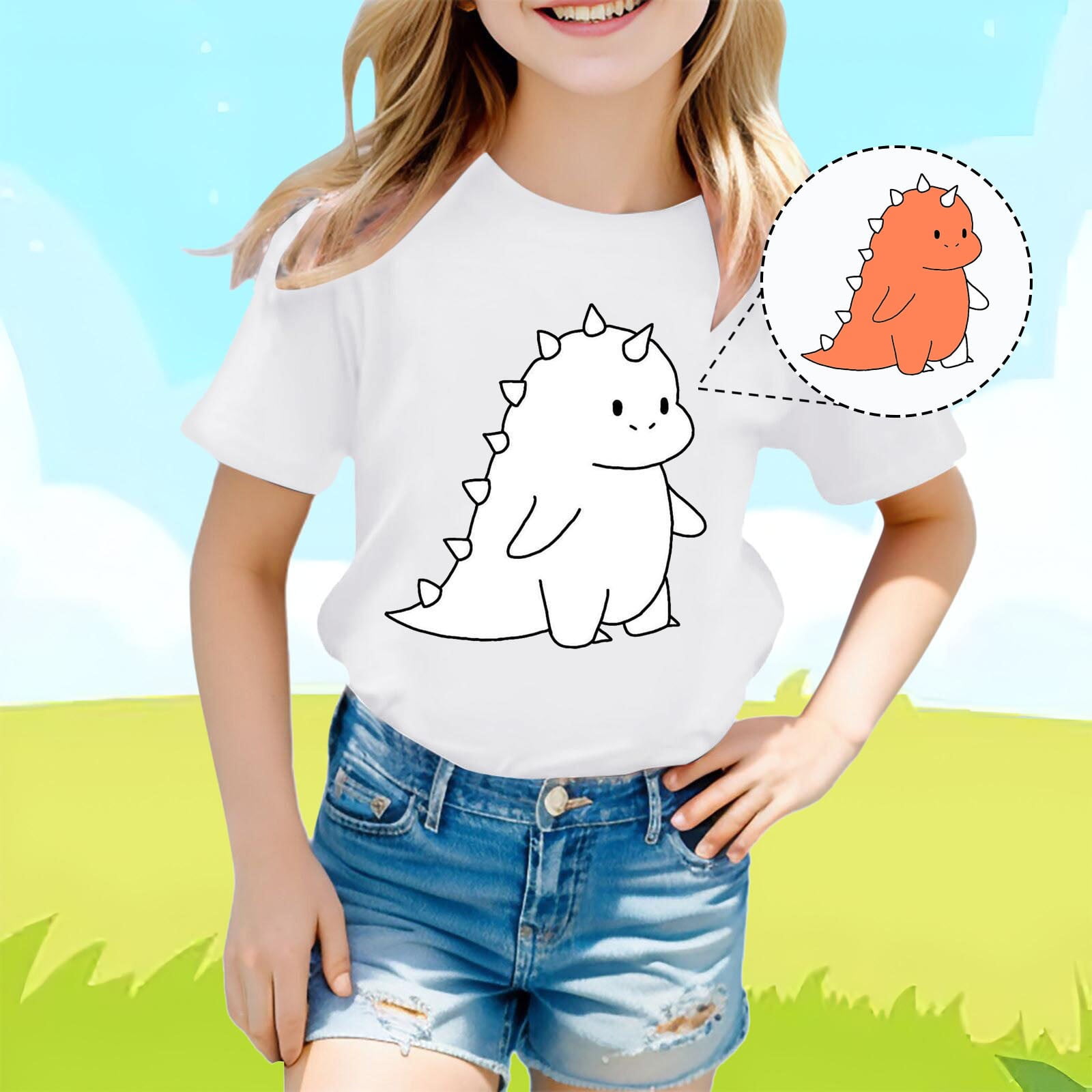 Girls T Shirts Kids Toddler Boys Girls Summer Cartoon Dinosaur Print ...