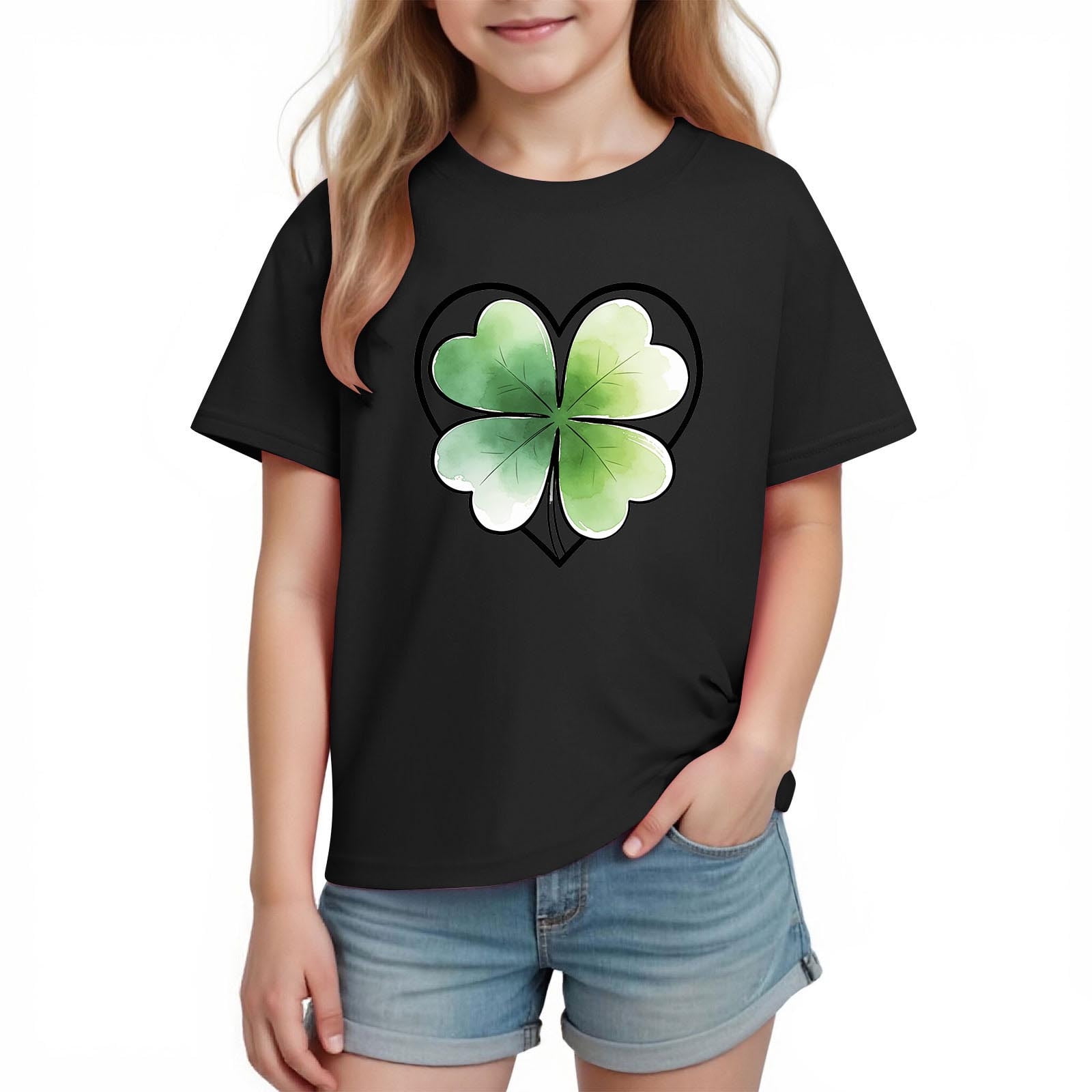 Girls T Shirts St. Patrick's Day Fashion Printed Short Sleeve Crewneck ...