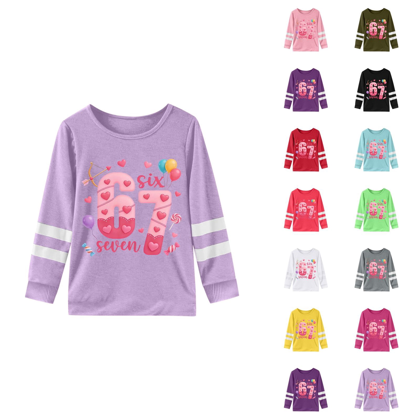 Girls T Shirts with Graphic Prints Colorful Casual Shirts for Kids Soft ...