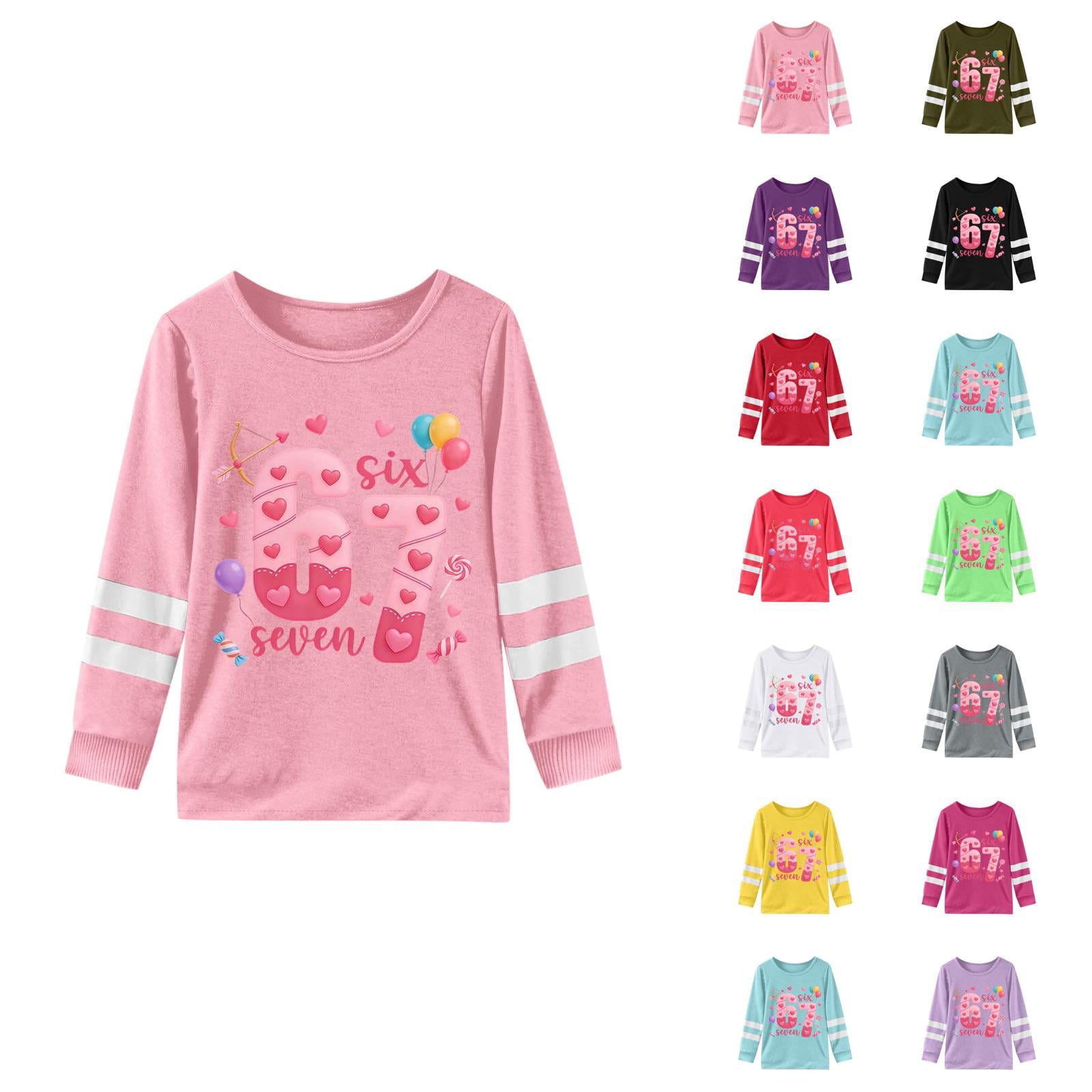 Girls T Shirts with Graphic Prints Colorful Casual Shirts for Kids Soft ...