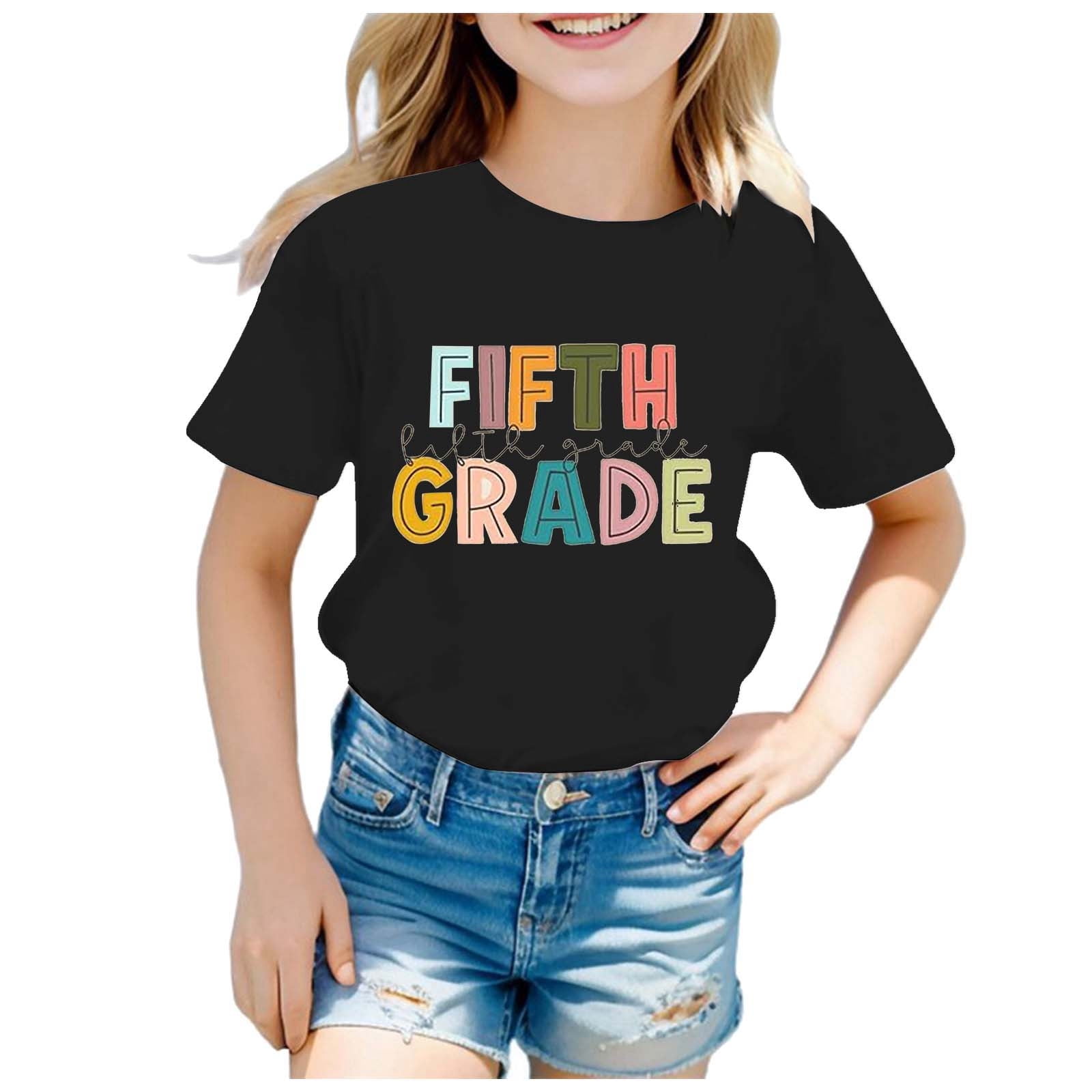 Girls Tank Tops,Children's Fashion Back to School Season Printed Round ...