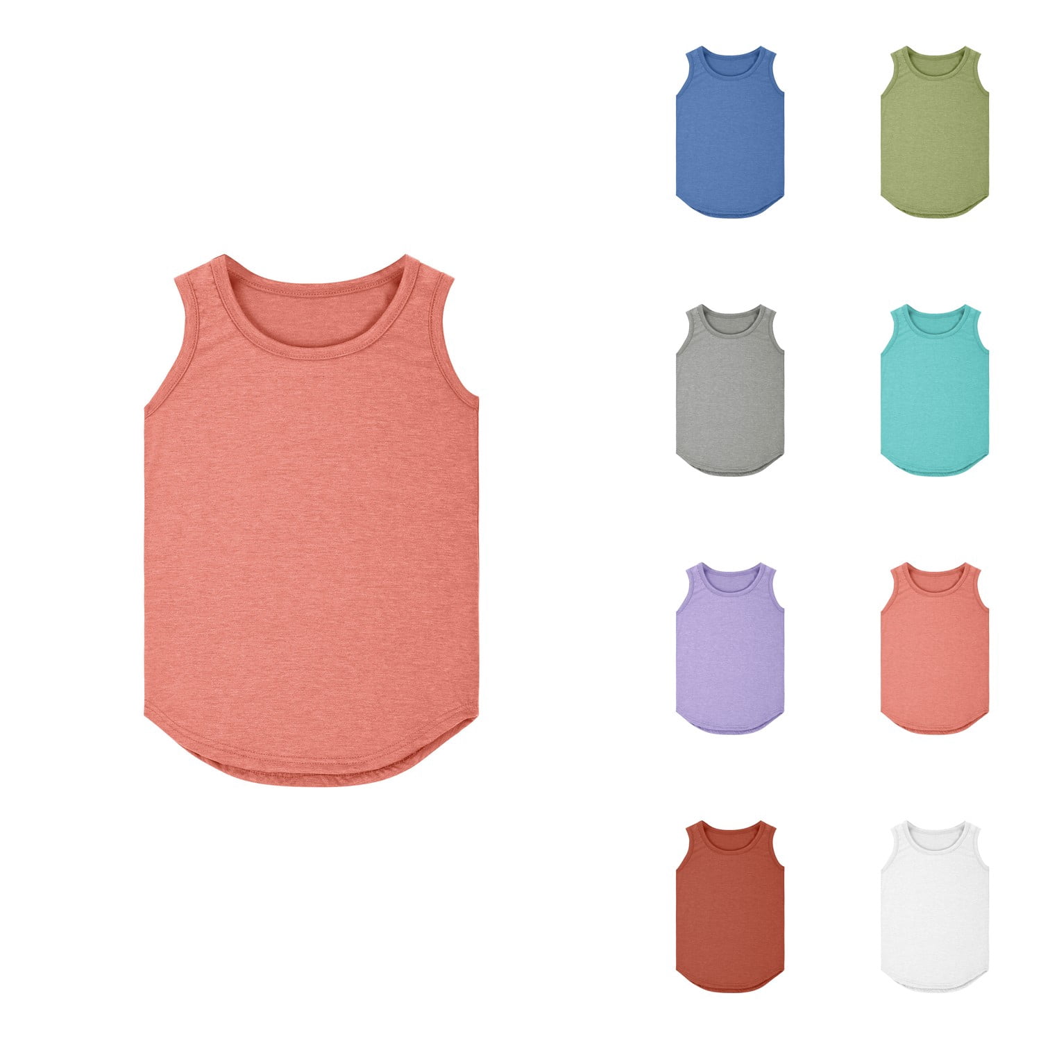Girls Tank Tops Kids Summer Crewneck Sleeveless Shirts Dancewear 3 To14 ...