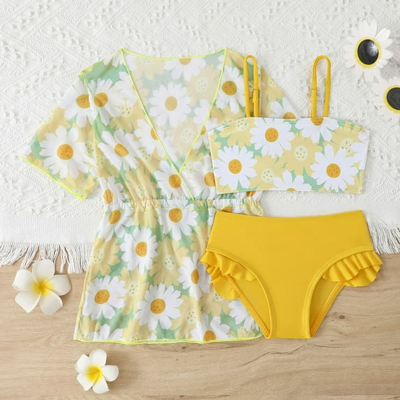 Girls Tankini Swimsuit 3 Piece Bathing Suits Set Hawaii Upf 50+ Bikini ...