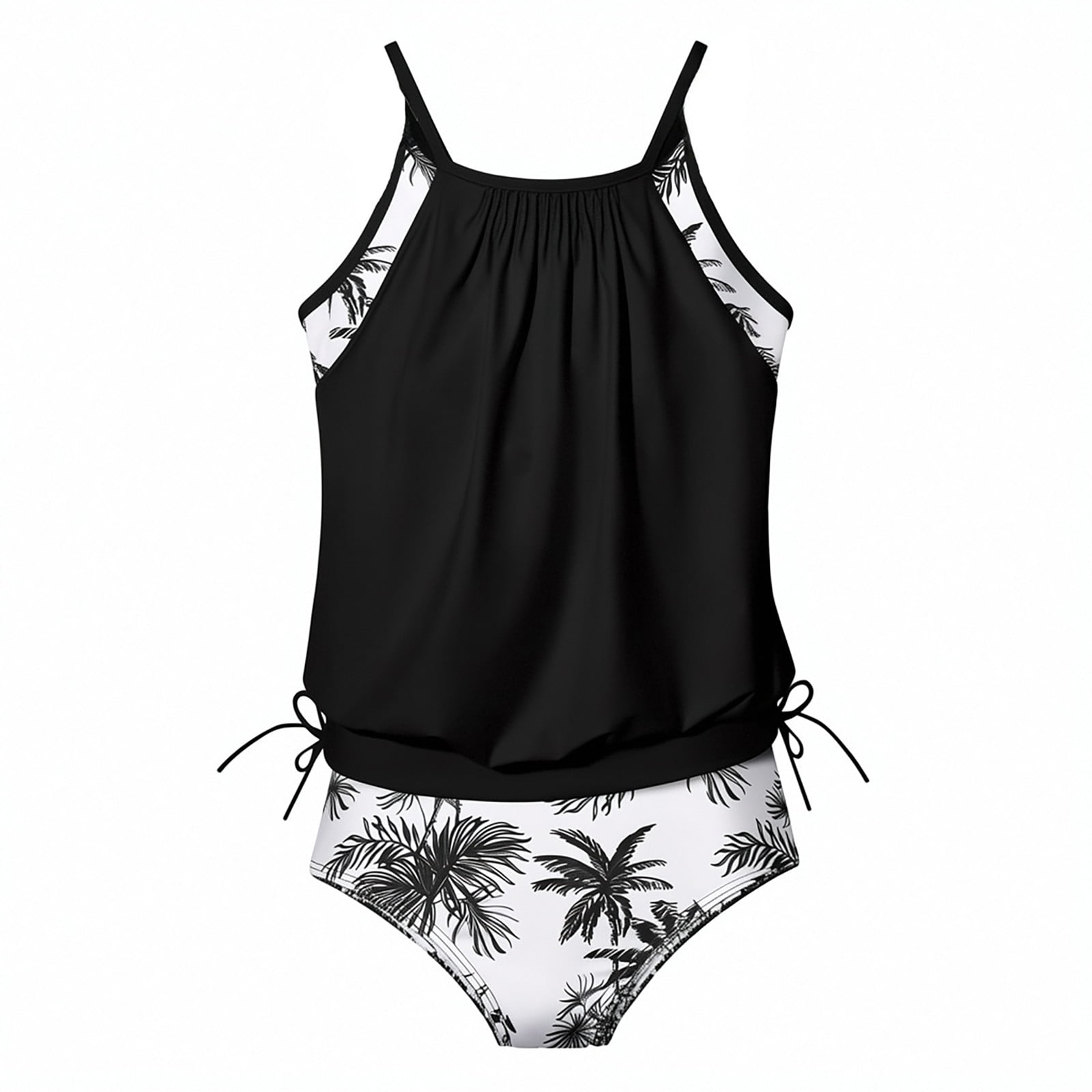 Girls Tankini Swimsuit Double Layer Bathing Floral&Tropical Print ...