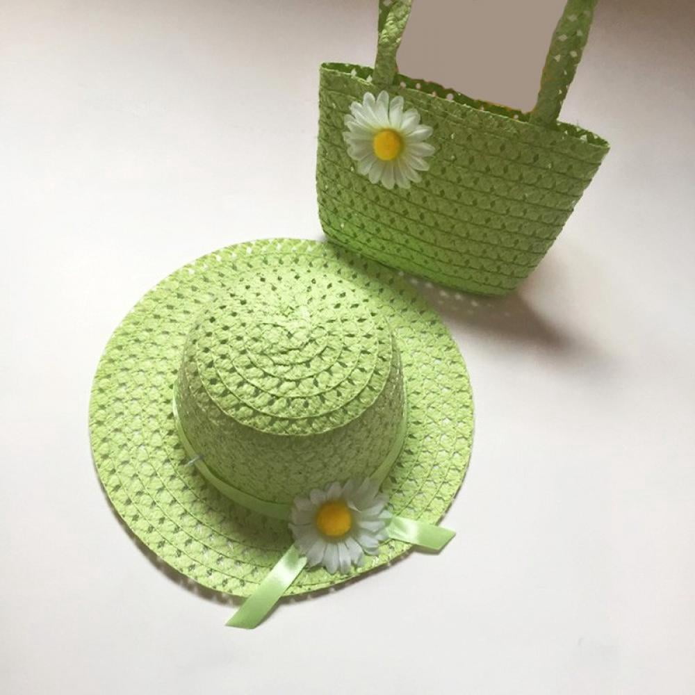 Girls Tea Party Hats Purse Daisy Flower Sun Straw Hat and Purse Sets ...