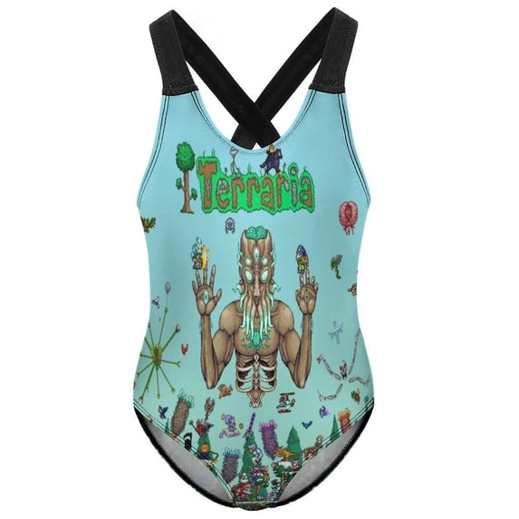 Girls Terra-Ria0 Game One Piece Swimsuits Bathing Suits Cross Back ...