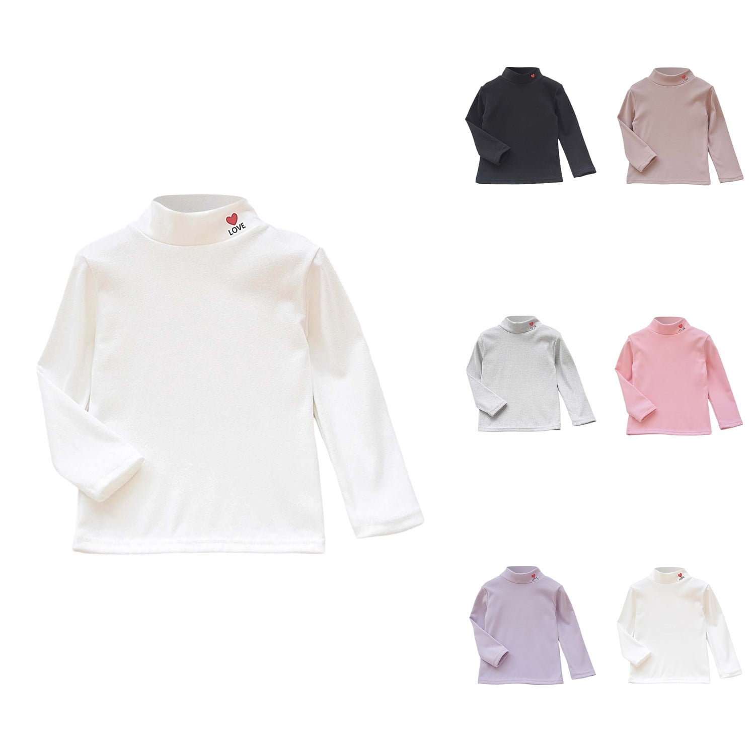 Girls Thermal Long Sleeve Half Turtleneck Top, Double Layered Lined ...