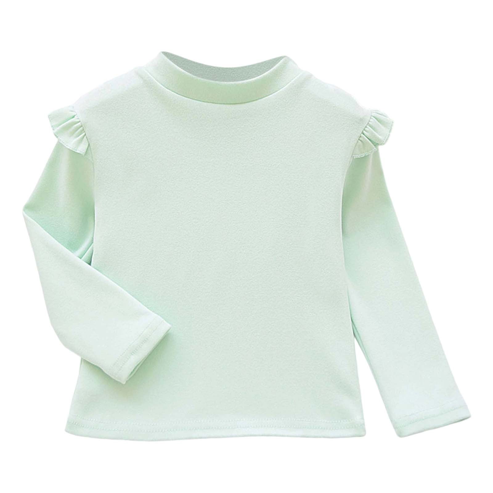 Girls' Thermal Long-Sleeved Half Turtleneck Top with Ruffled Sleeves ...