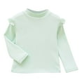 Girls' Thermal Long-Sleeved Half Turtleneck Top with Ruffled Sleeves ...