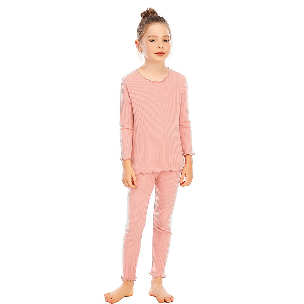 Girls Thermal Set Long Sleeve Cotton Underwear Matching Long Johns 2Pcs ...