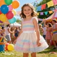 Girls Tiered Skirt Gradient Color Flared Party Dress A Line Tutu Skirts ...