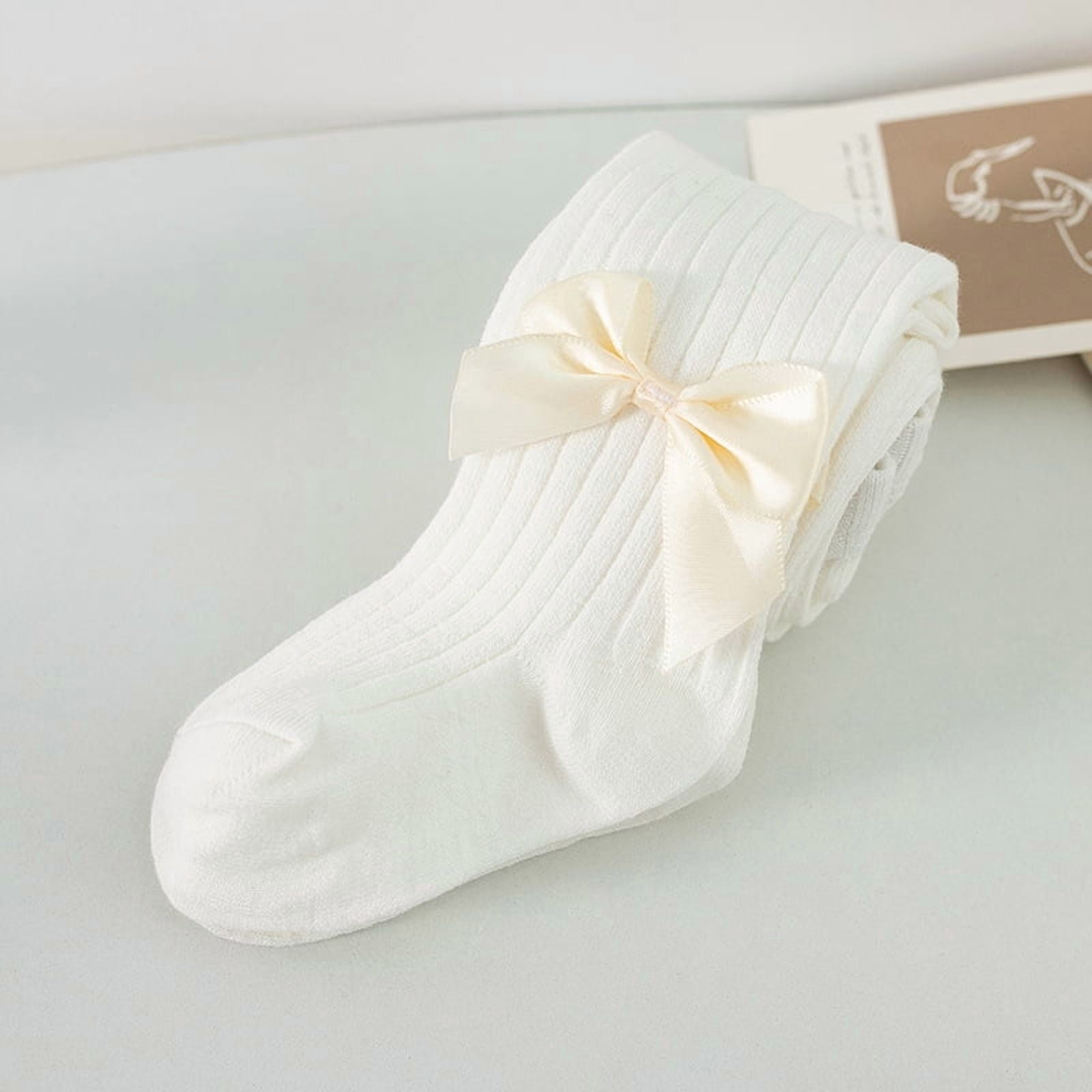 Girls‘ Tights with Bow, Sheer to Opaque Pantyhose with Decorative Ankle ...