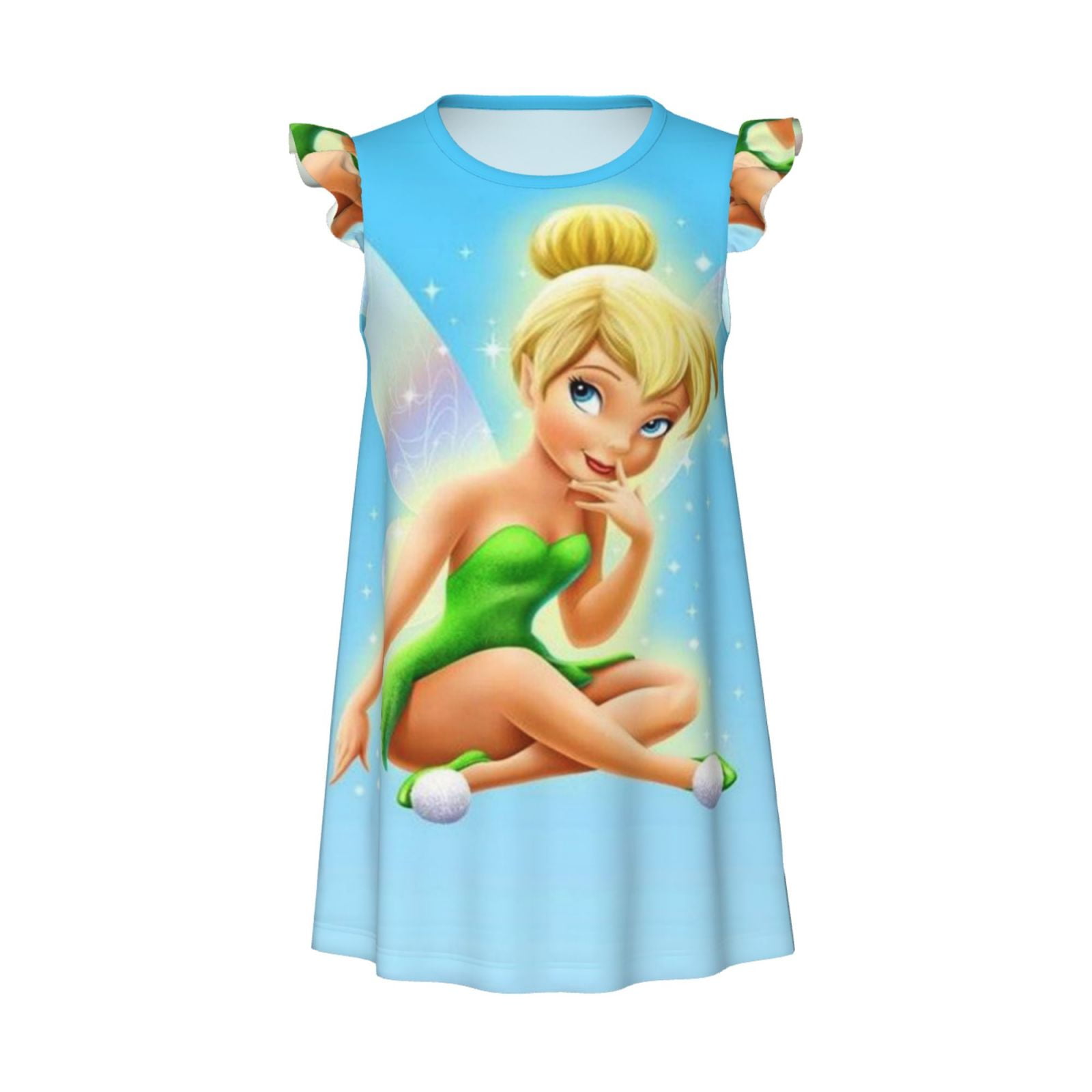 Girls Tinker Be-l Graphic Flutter Sleeve Soft Fabric Casual Dress for ...