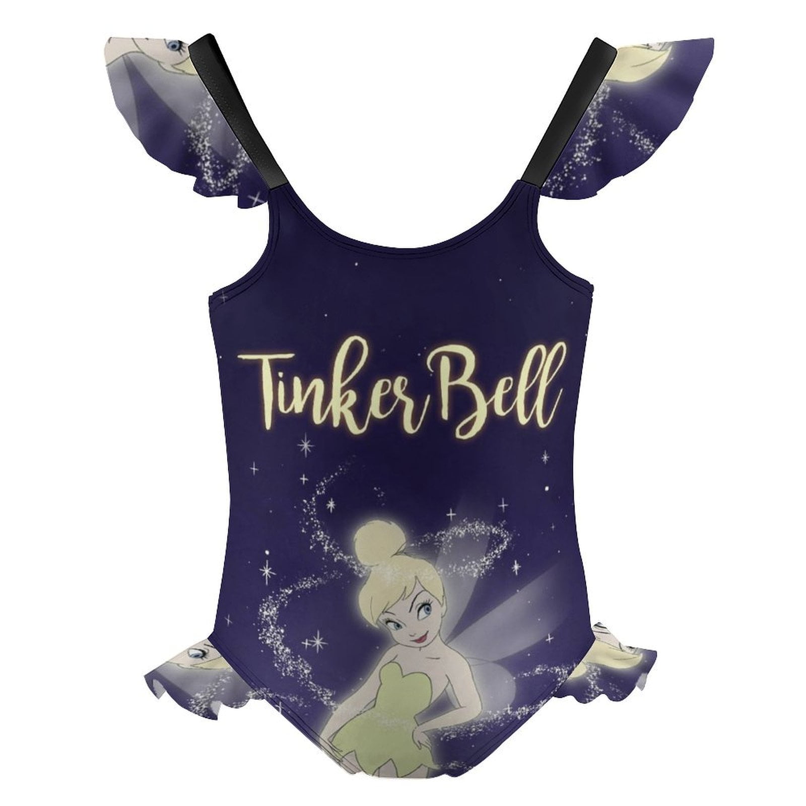Girls Tinker Bell One Piece Swimsuit Kids Cute Ruffle Bathing Suit ...