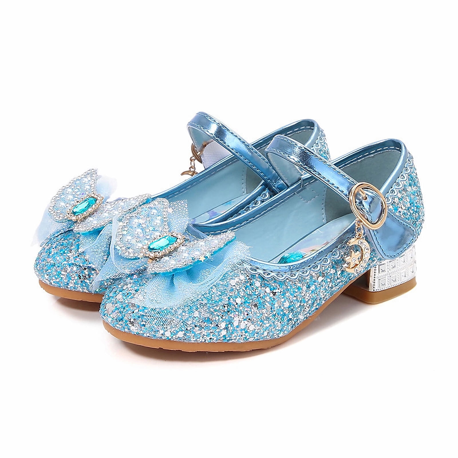 Girls Toddler/Big Kid Elsa Dress Shoes Heel Glitter Bow Party Queen ...