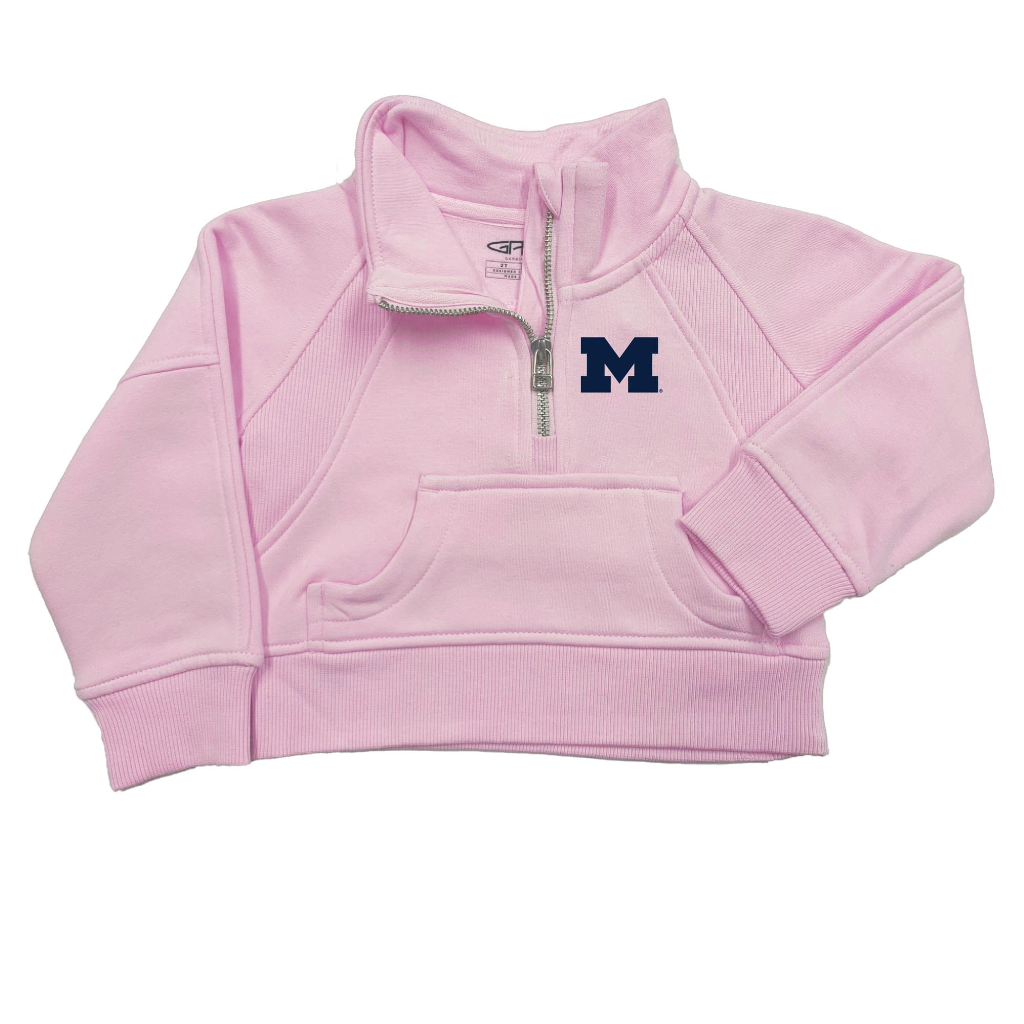 Girls Toddler Garb Pink Michigan Wolverines Cropped Dawn Funnel Neck ...