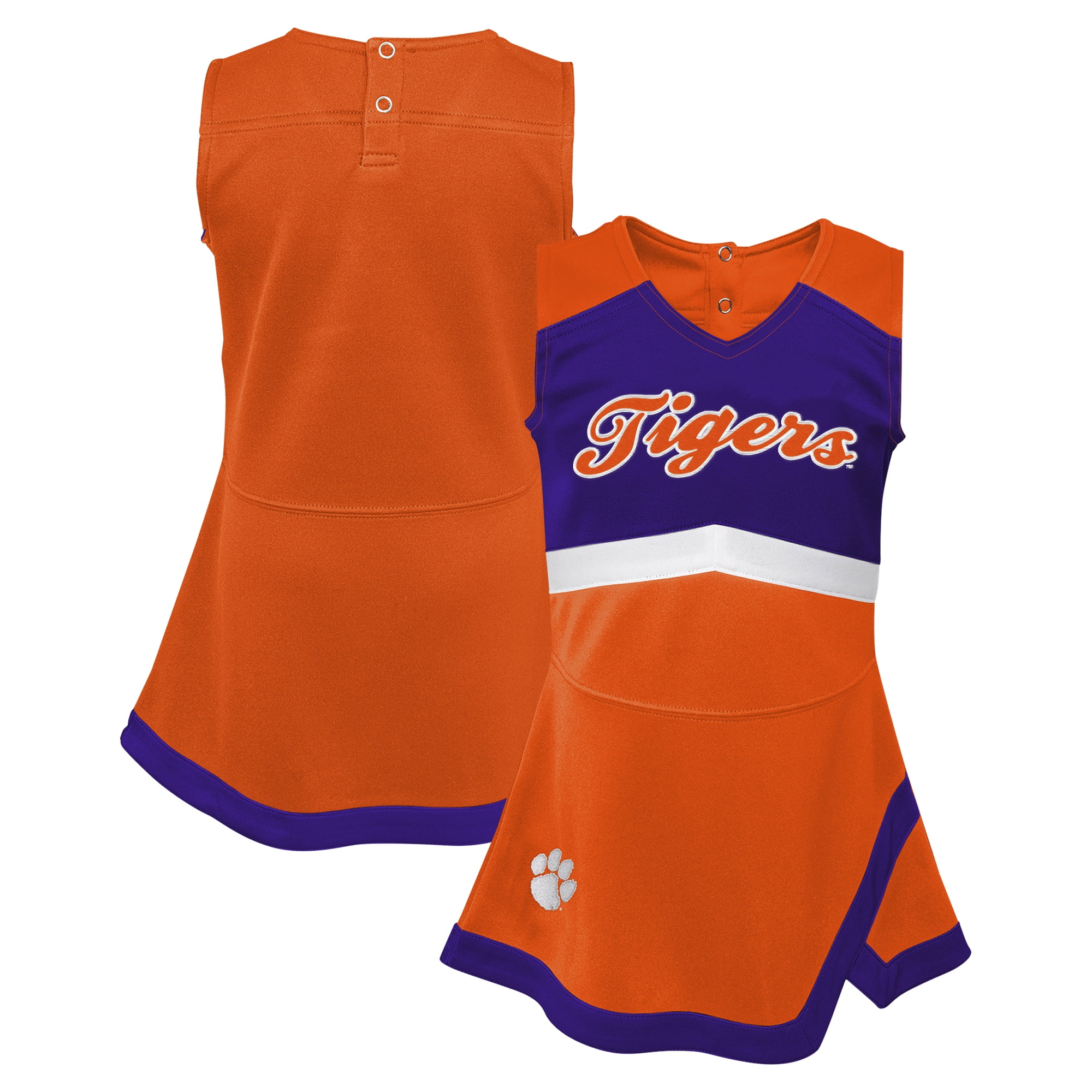 Girls Toddler Orange Clemson Tigers Cheer Captain Dress with Bloomers ...