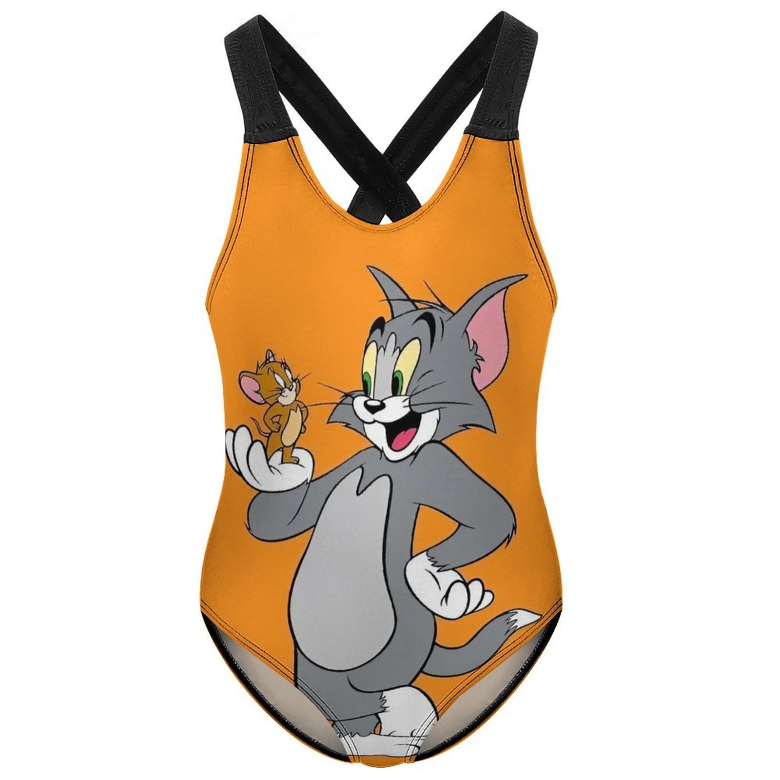 Girls Tom Cat Jerly One Piece Swimsuits Bathing Suits Cross Back ...