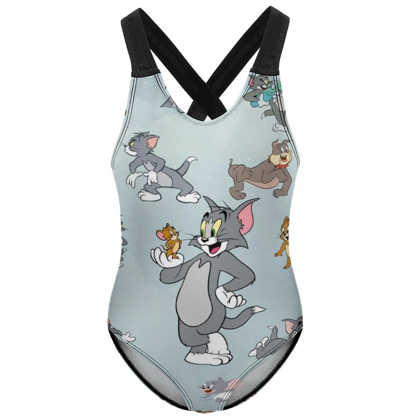 Girls Tom Cat Jerly One Piece Swimsuits Bathing Suits Cross Back ...