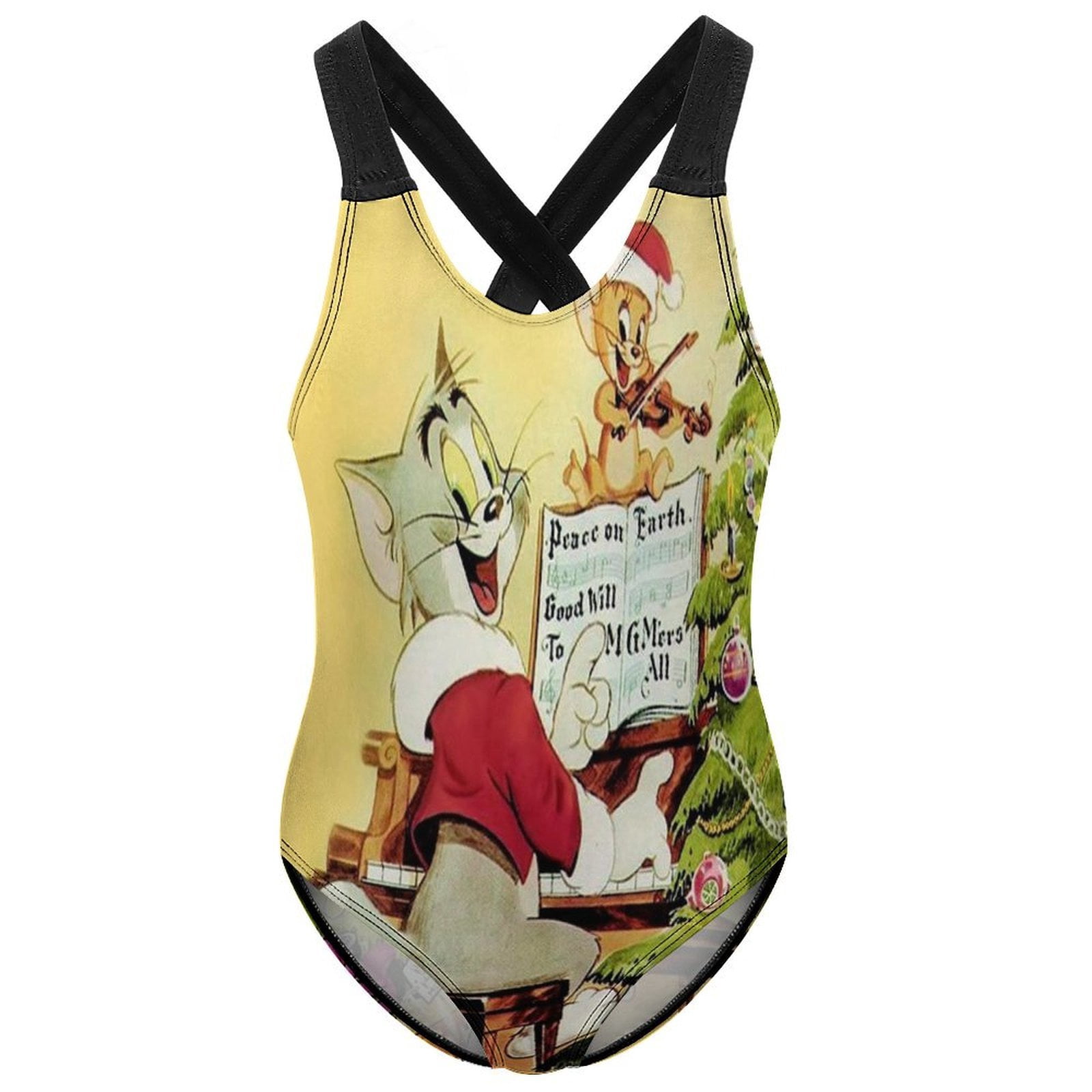 Girls Tom Cat Jerly One Piece Swimsuits Bathing Suits Cross Back ...