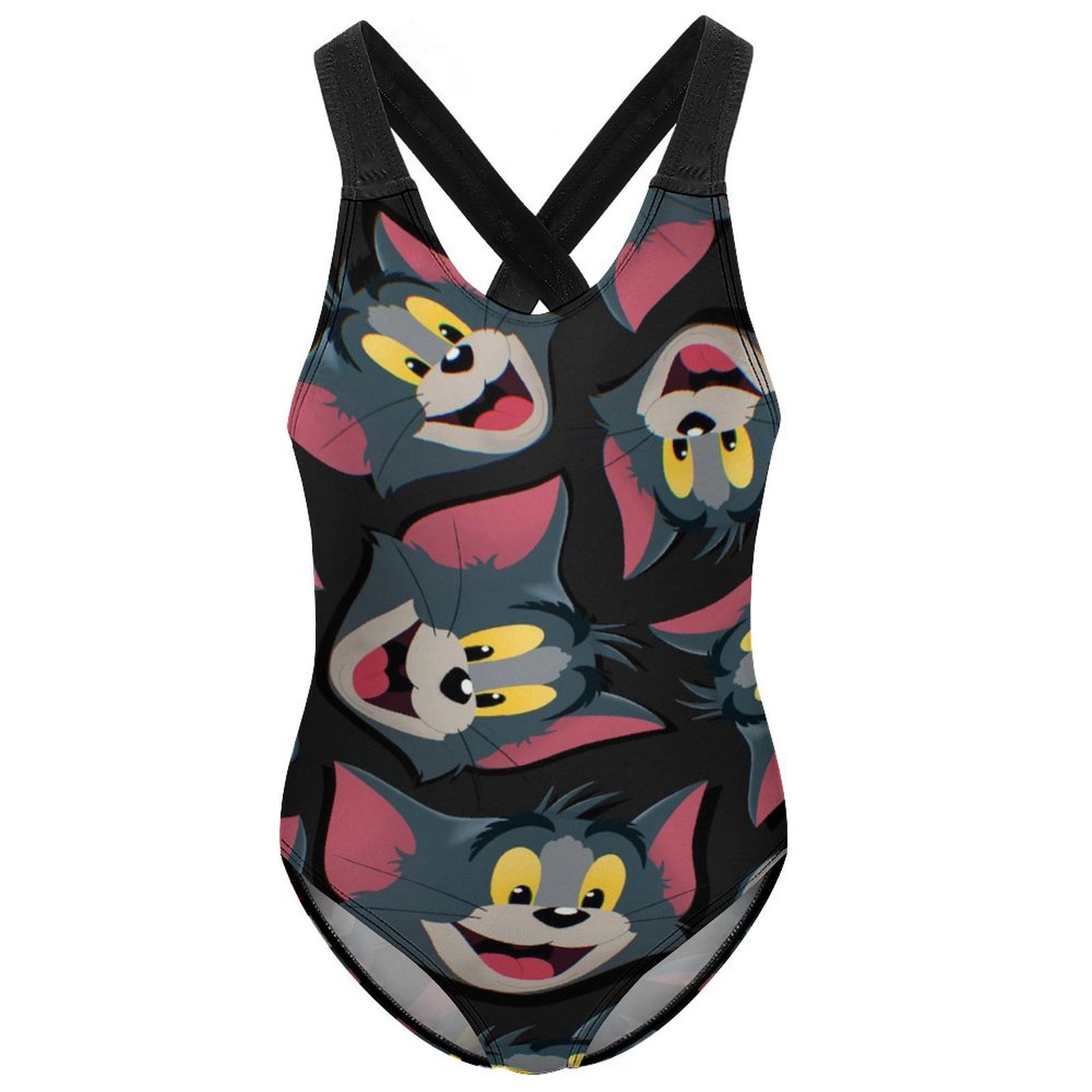 Girls Tom Cat Jerly One Piece Swimsuits Bathing Suits Cross Back ...