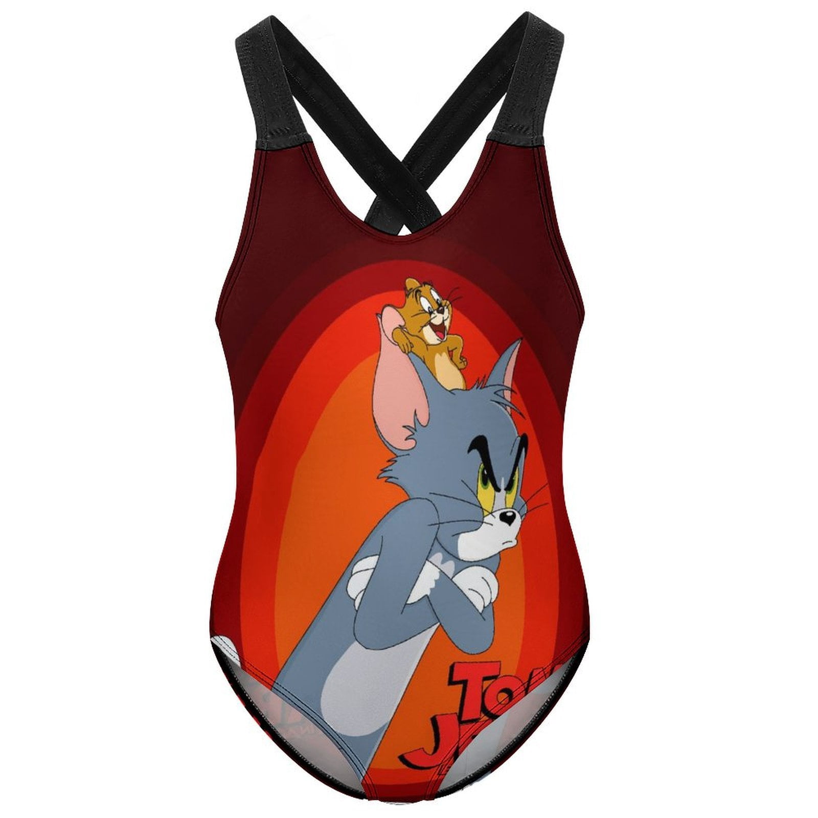 Girls Tom Cat Jerly One Piece Swimsuits Bathing Suits Cross Back ...