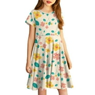 Bnwani Girls Long Dresses Girls Cute Print Skirt Clothing Girl Floral ...