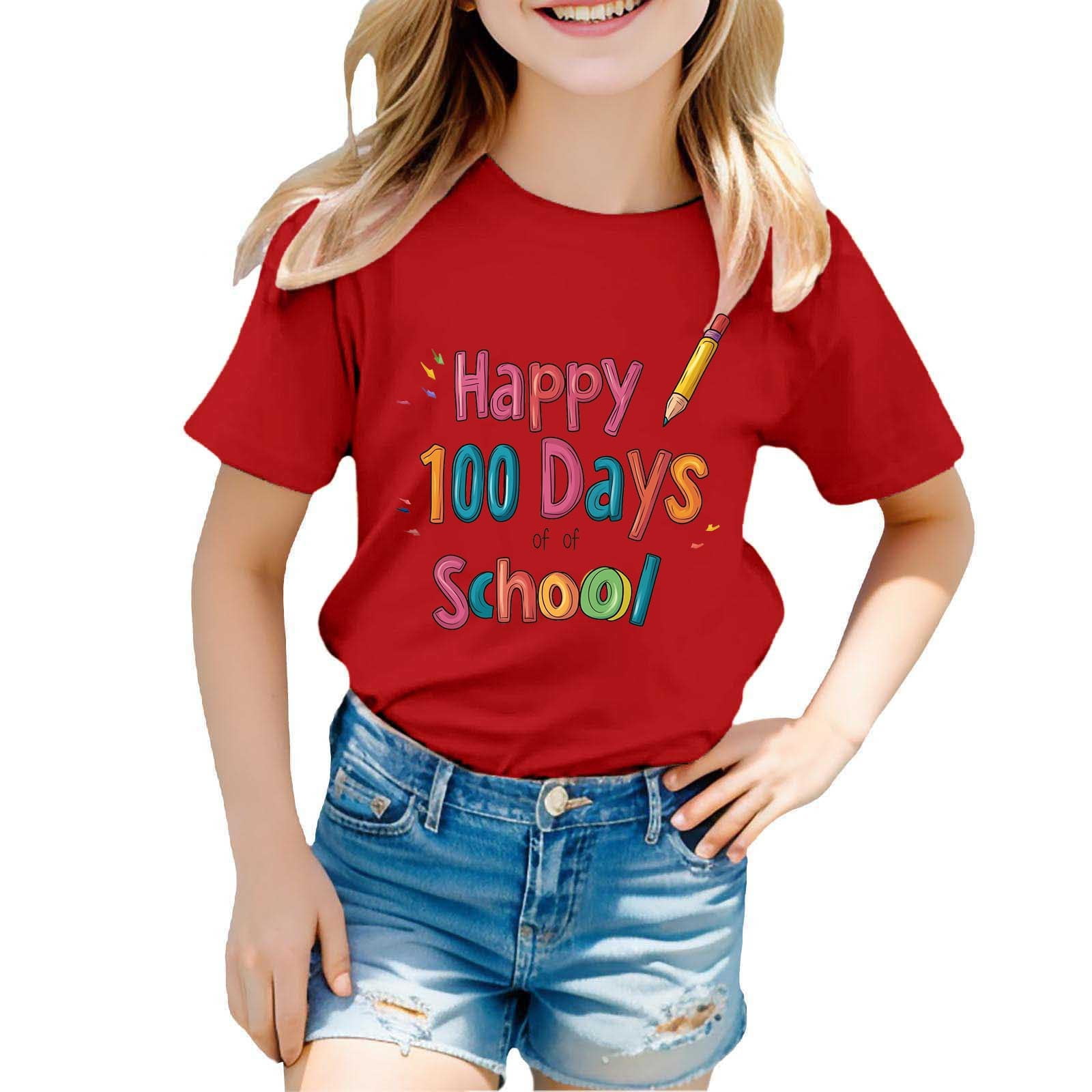 Girls Tops 100 Days of School Shirt Kids Happy 100Th Day T Shirt Tees ...