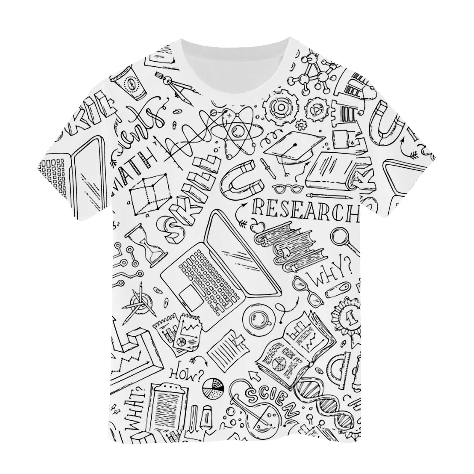 Girls Tops Coloring Handmade Sketch Fundiy Painted Doodle Short Sleeve ...