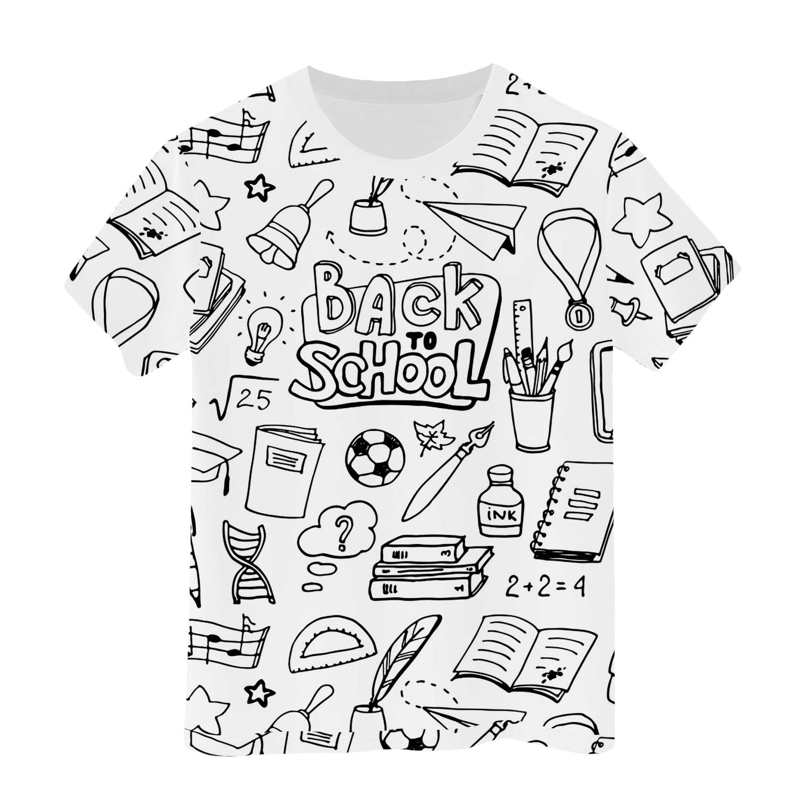 Girls Tops Doodle Short Sleeve Sketch Coloring Handmade Fundiy Painted ...