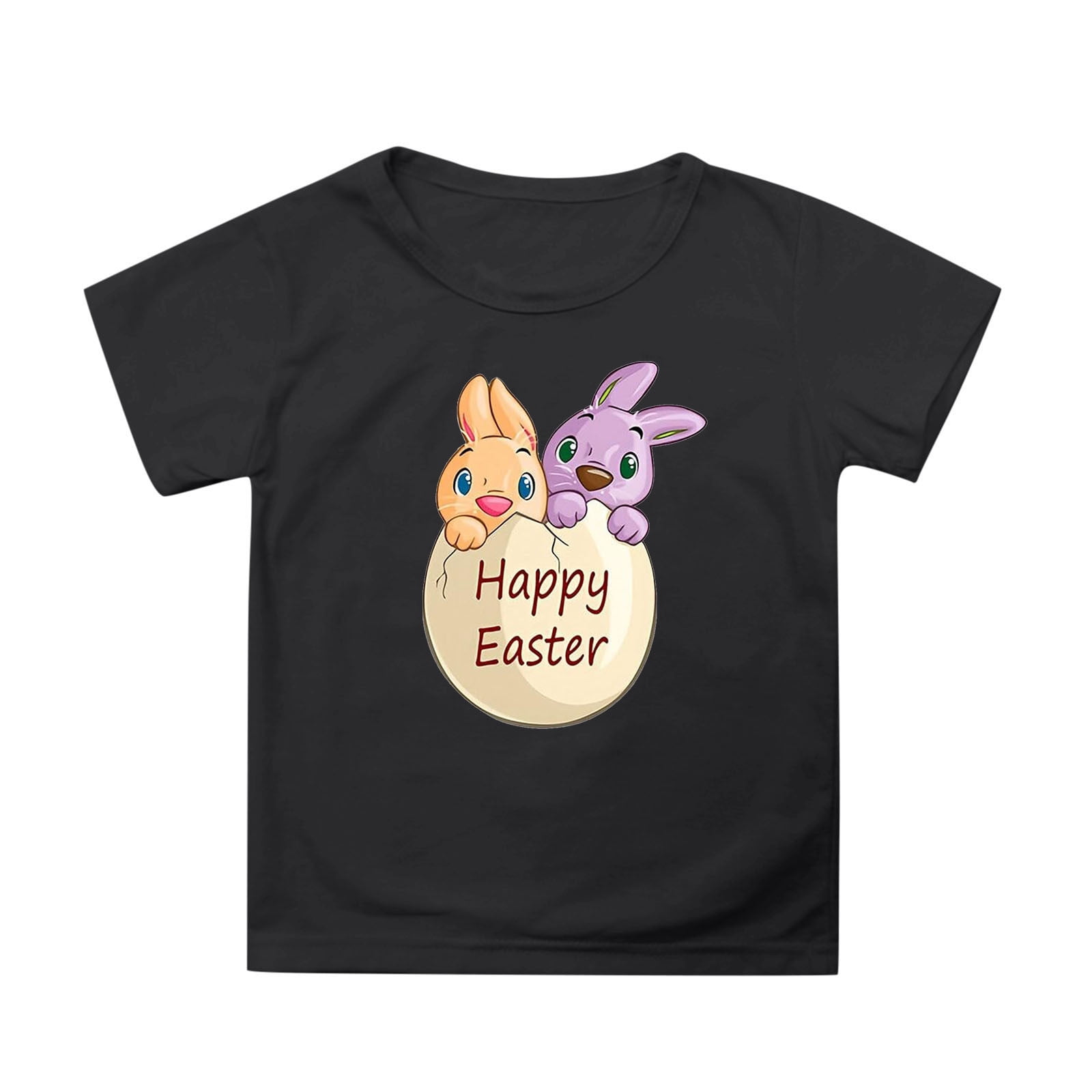 Girls Tops Round Neck Solid Easter Tops Petalsleeve T Shirts Casual ...