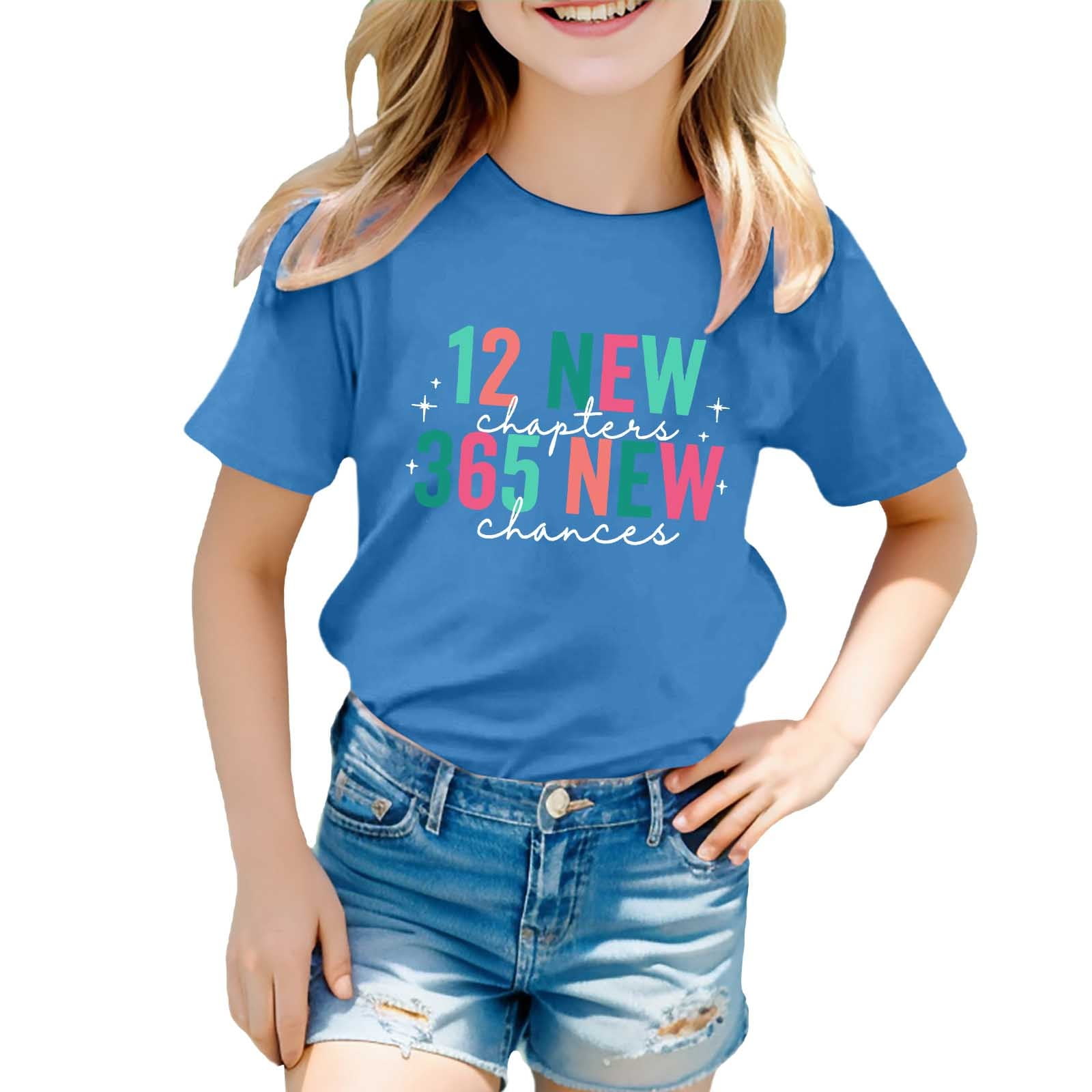 Girls Tops Short Sleeve Cute Tops Crew Neck Child T Shirt Prints ...