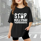 Girls Tops Short Sleeve Letter Print Crew Neck Tops Loose Fit for ...