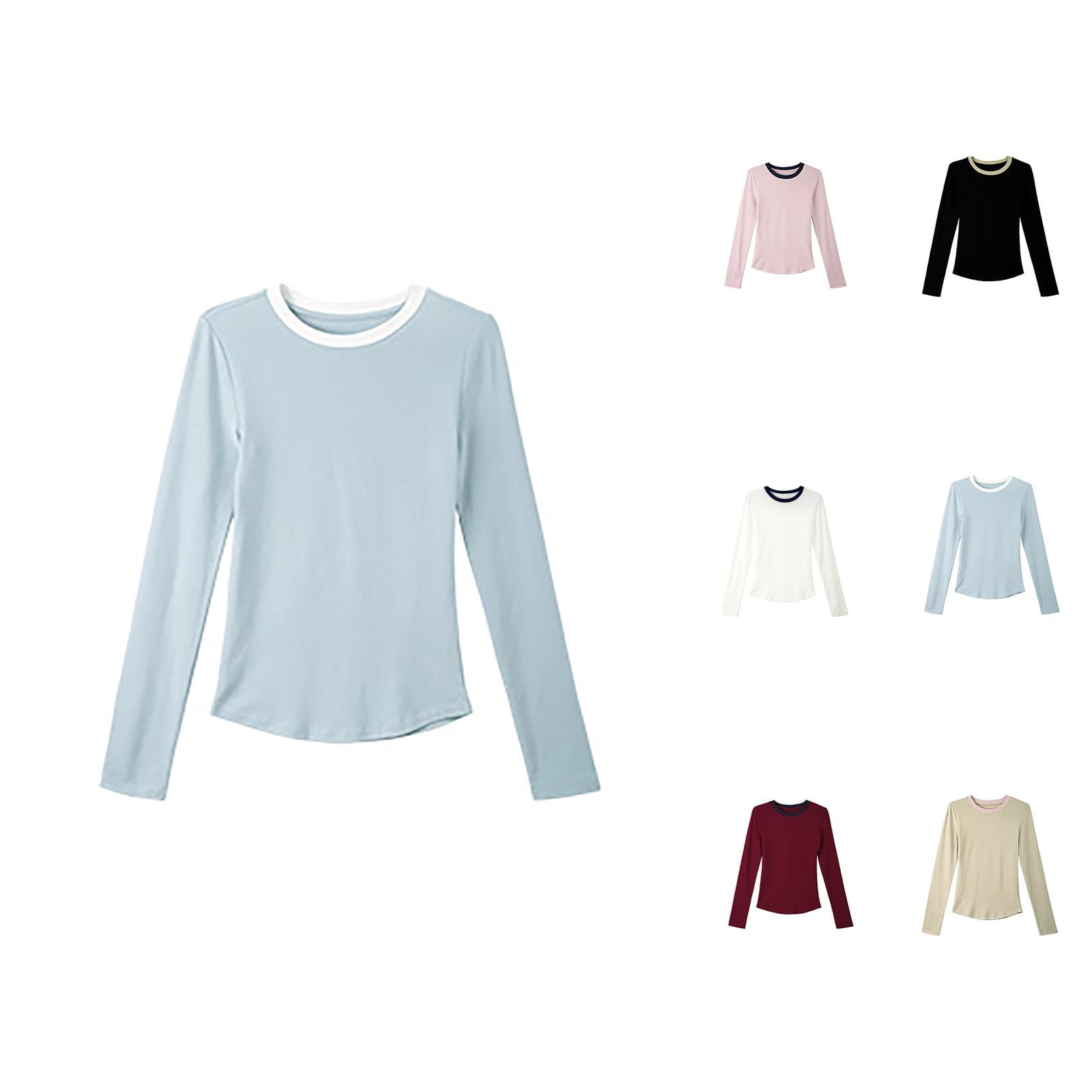 Girls Tops for Autumn Season Stylish Color Round Neck Long Sleeve ...