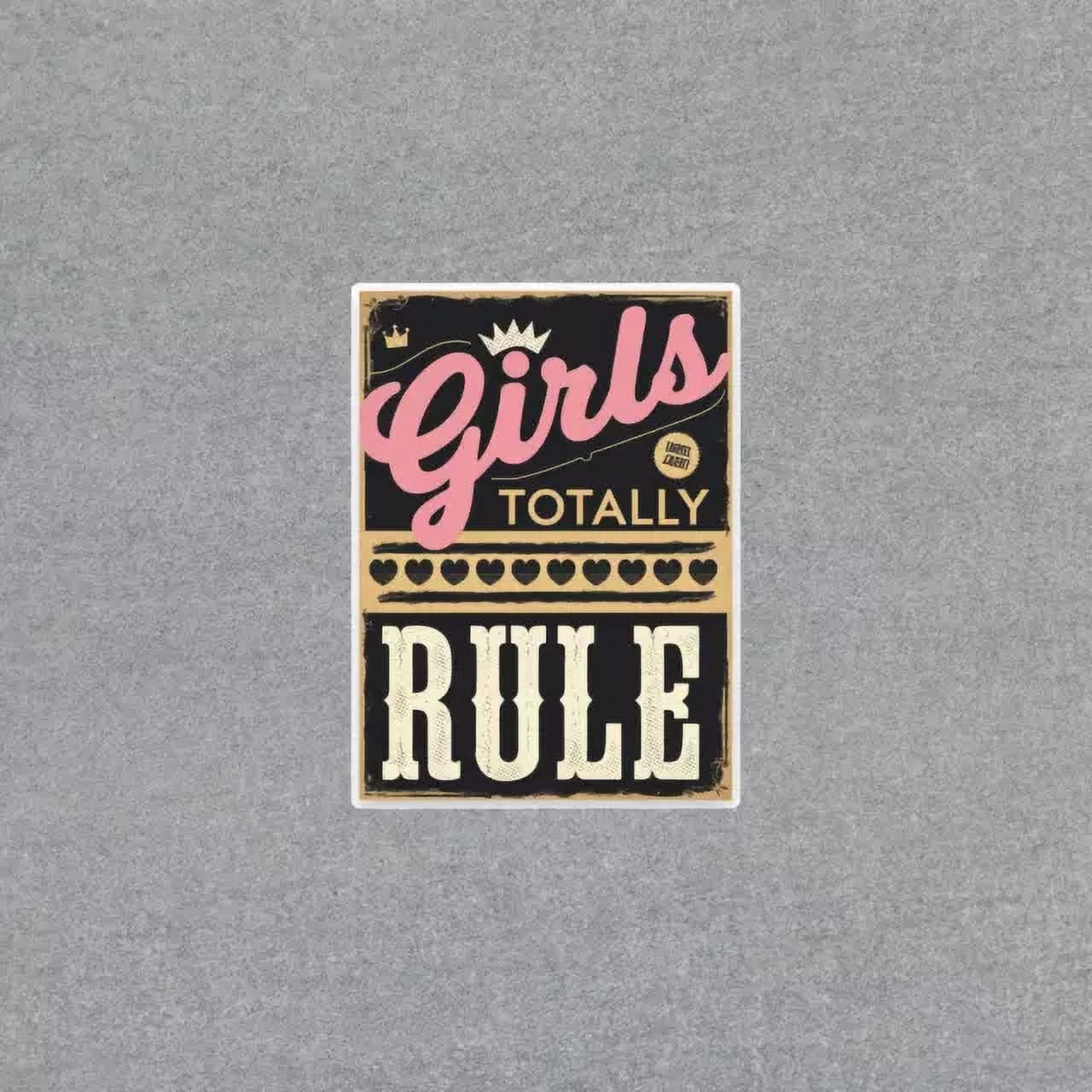 Girls Totally Rule Retro Sticker - Girly Pink & Black Vintage Vibe ...