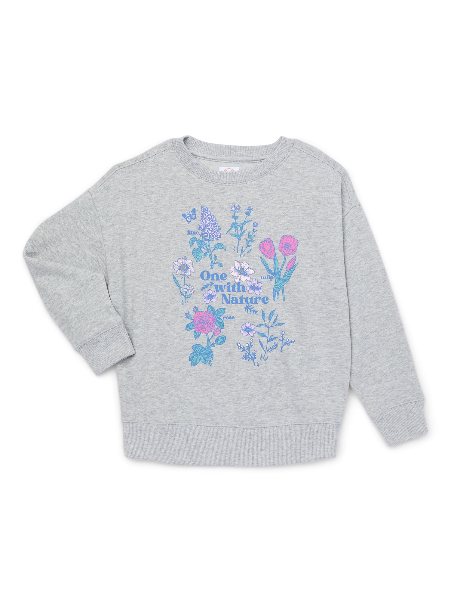 Wonder Nation Girls Graphic Crewneck Sweatshirt, Sizes 4-18, Cotton Blend, Long Sleeve - Walmart.com