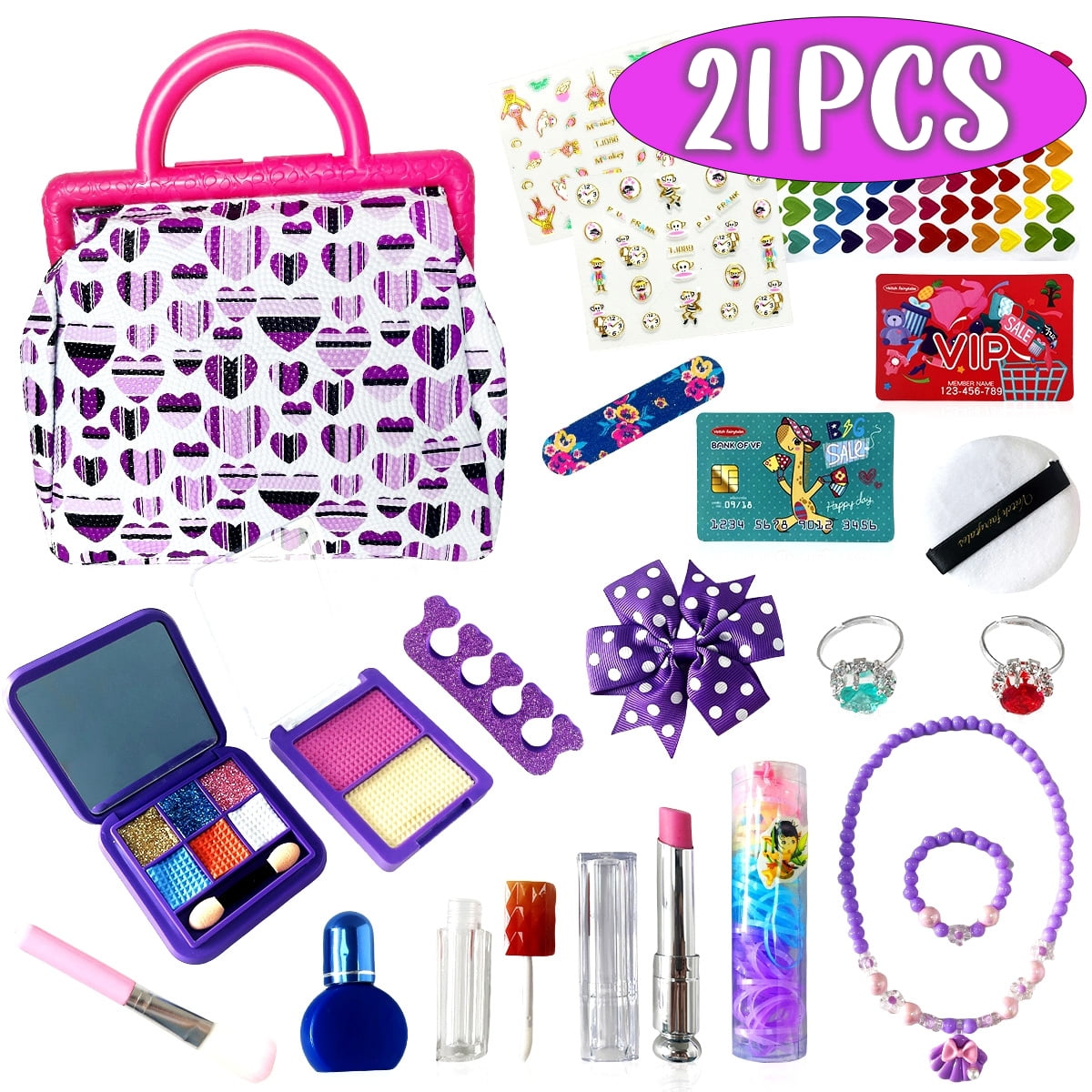 2CFun Girls Toy Makeup Kit, Pretend Princess Set with Purse ...