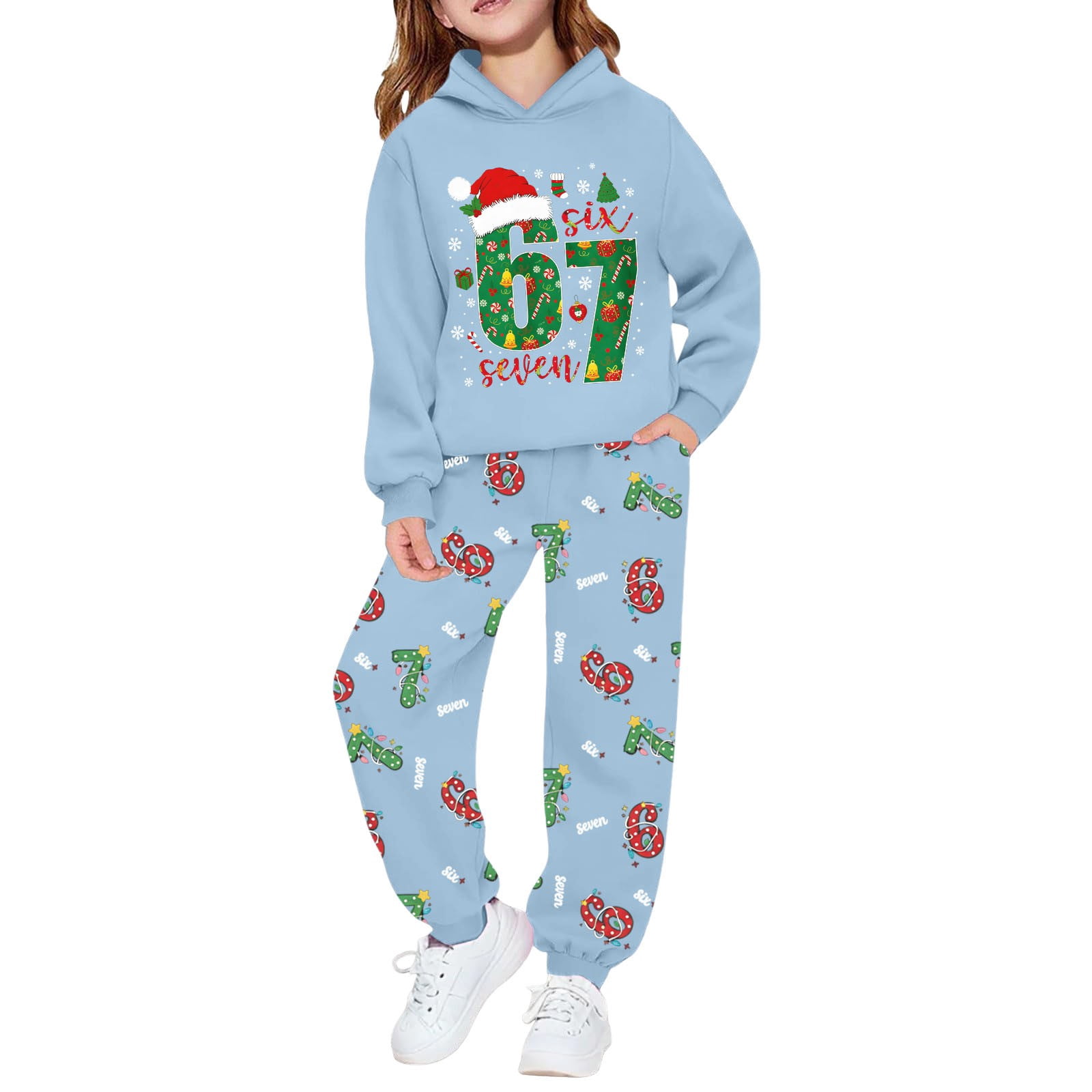Girls Tracksuit Outfit - 2 Piece 67 Print 6 7 Number Sweatshirts and ...