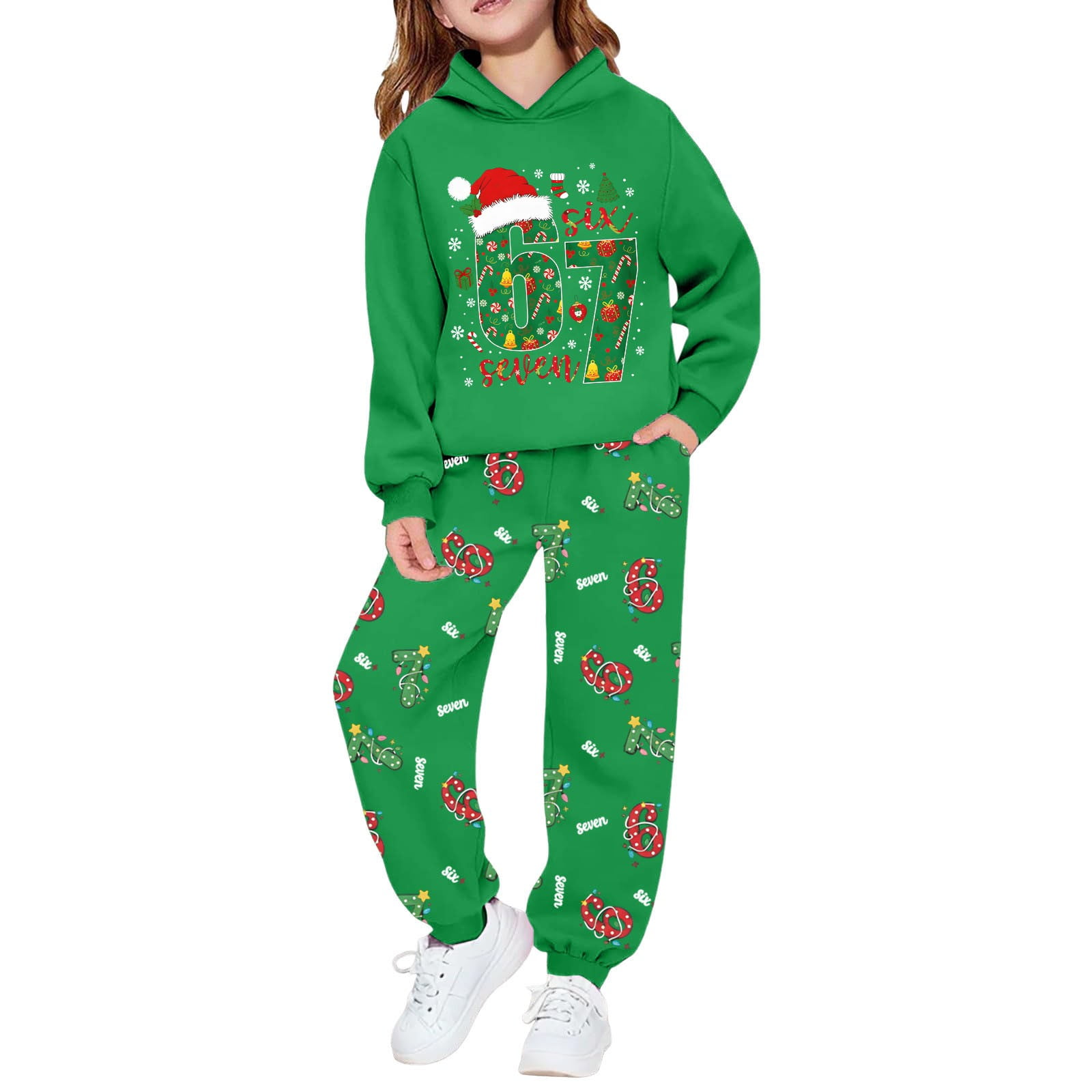 Girls Tracksuit Outfit - 2 Piece 67 Print 6 7 Number Sweatshirts and ...