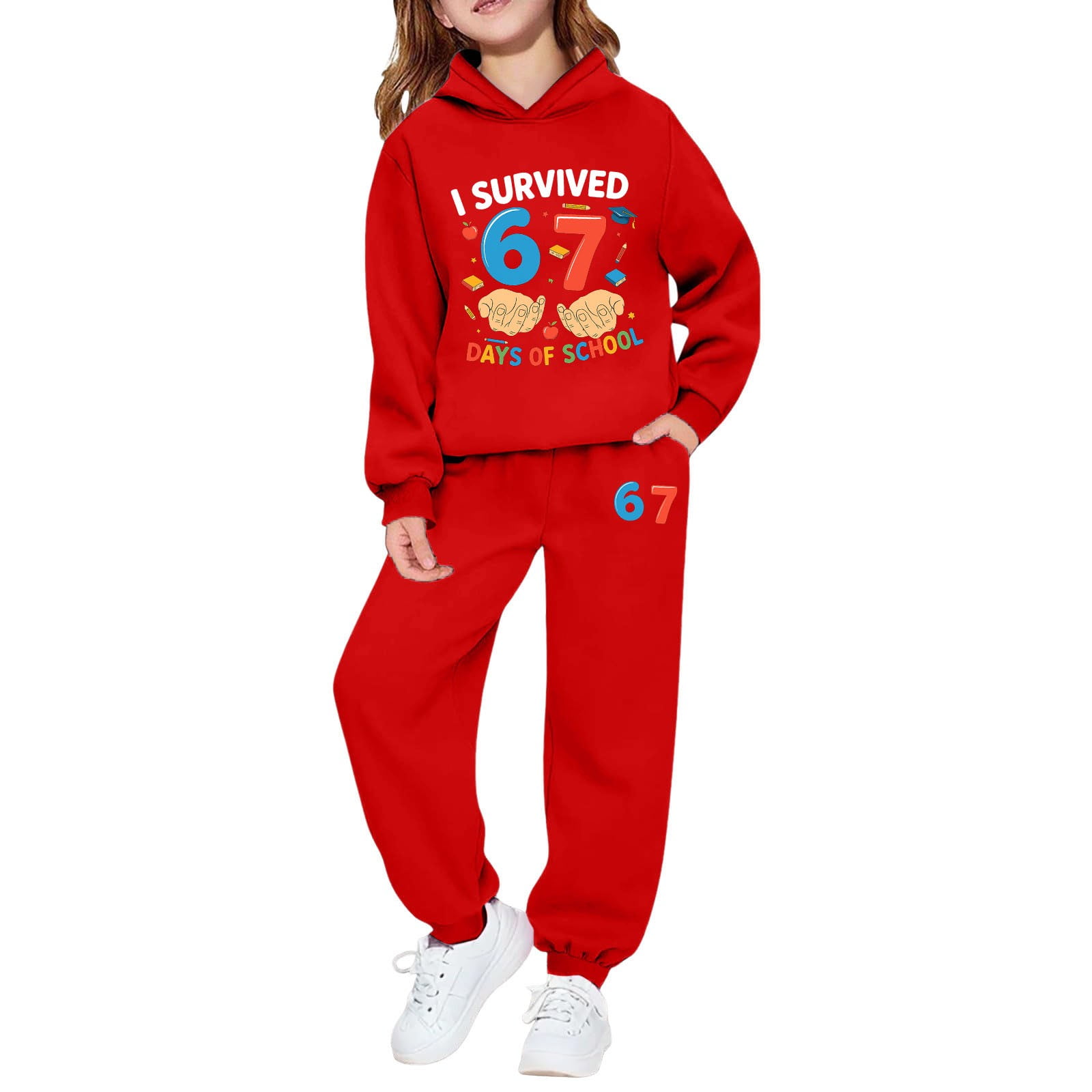 Girls Tracksuit Set - 2 Piece 67 Print 6 7 Number Sweatshirts and ...