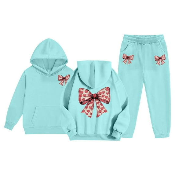 Girls Tracksuit Winter Outfit Lined Hoodie and Joggers Comfy Casual Two ...