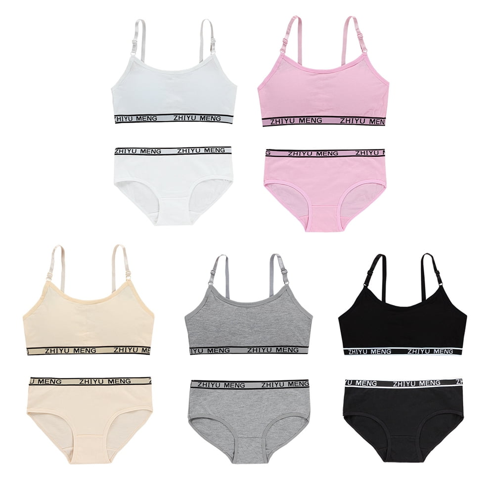 Girls’Training Bra Set,10 Piece Cotton Bralette and Briefs Underwear ...