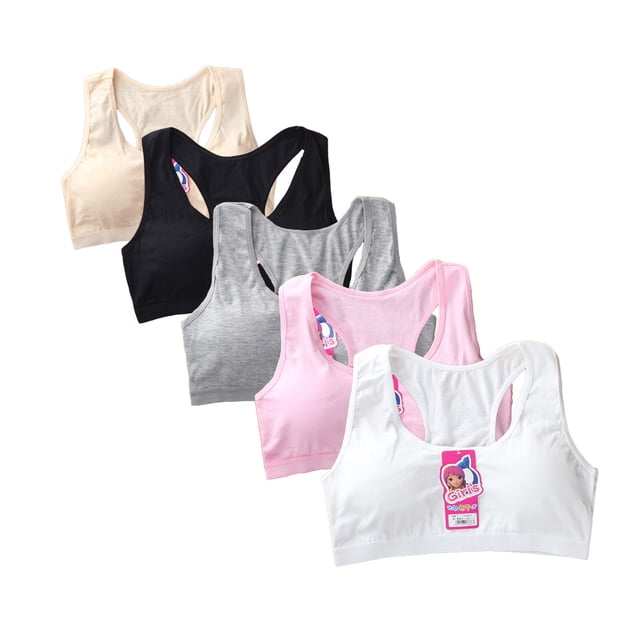 Girls Training Bra Teens & Big Girls Sports Bra Elastic Shoulder Straps ...