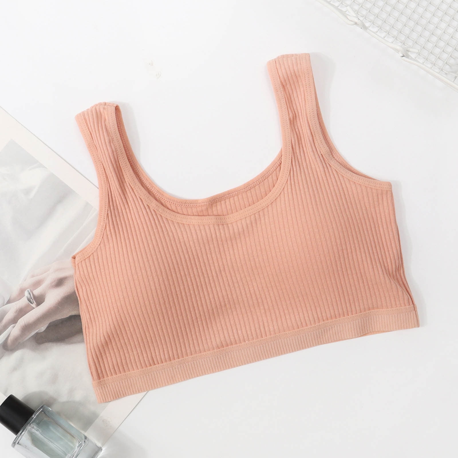 Girls Training Bras 100% Cotton Wirefree First Bra for Tweens 8-14 ...