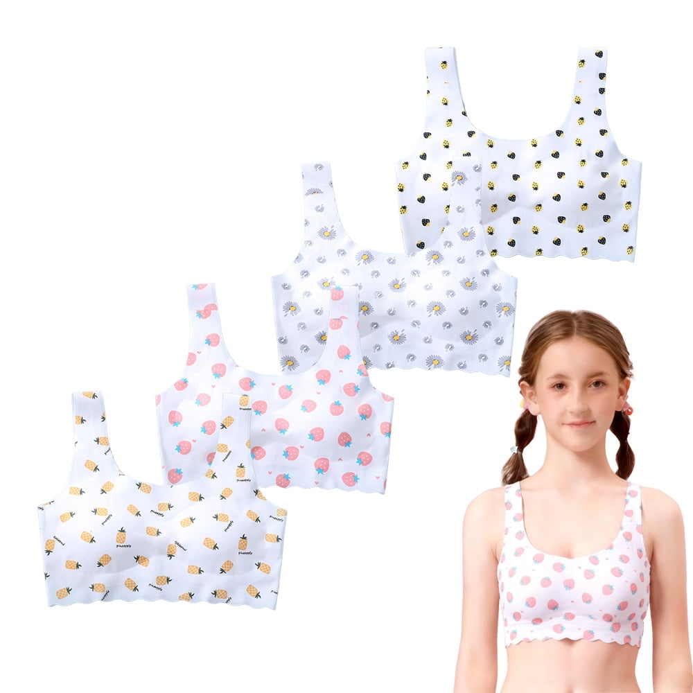 Girls Training Bras 4-Pack: Seamless Racerback Design, No-Dig Edges ...